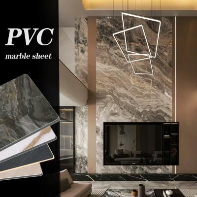 China New Color PET High Gloss Marble Wall Panel Bamboo Charcoal Wood Veneer Interior Decorative Panel For Commercial Space for sale