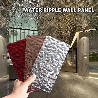 China Water Ripple Ceiling Panels Bamboo Charcoal 3D Wood Veneer For Commercial Spaces for sale