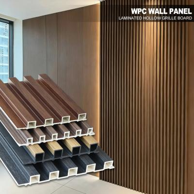 China Modern WPC Grille Wall Panel High Great Wall Panels for Interior Living Room Bedroom Office Warehouse for sale