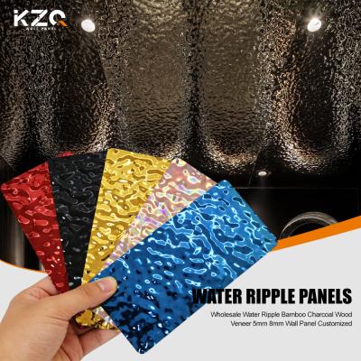 China Wholesale Water Ripple Bamboo Charcoal Wood Veneer 5mm 8mm Wall Panel Customized for sale