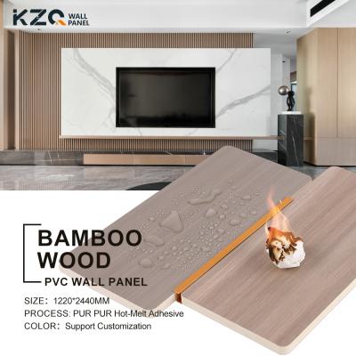 China B-class Flame Retardant Wood Grain Wall Panel Waterproof Anti-collision Board Bamboo Fiber Wall Panel for sale