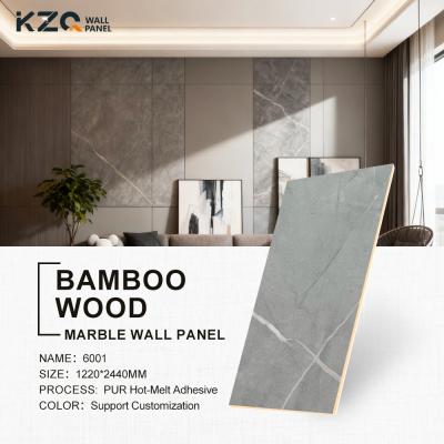 China Modern High Gloss PET PVC Marble Wall Panels Bamboo Fiber Wall Panel for sale