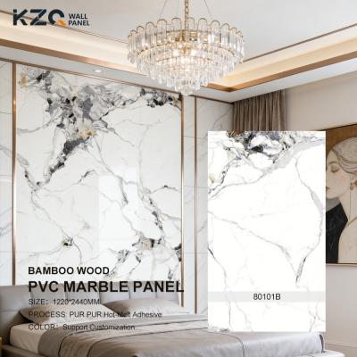 China Bamboo Wood Fiber PVC Marble Wallboard WPC Interior Decoration Wall Panel For Hotel for sale