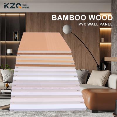 China Hot Sale Class B Fire Bamboo Wood Grain Wall Panel PVC Slotted Board Bamboo Fiber Wall Panel for sale