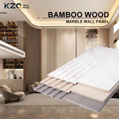 China Waterproof Marble Same Color Grille Wood Veneer Bamboo Fiber Wall Panel for sale
