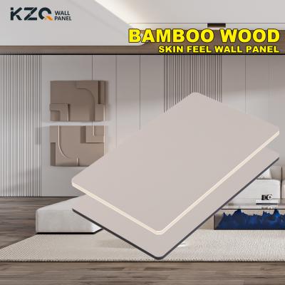 China Solid Color Skin Feel Wood Veneer Bamboo Wood Wall Panel Bamboo Fiber Wall Panel for sale