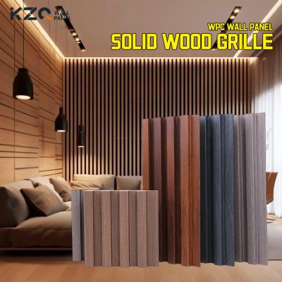 China Modern Design Solid Wood Grille Grooved WPC Wall Panel For Indoor Decor Background Wall for sale