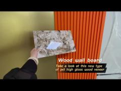 PET Bamboo Charcoal Wood Veneer high gloss marble Interior decoration wall panel