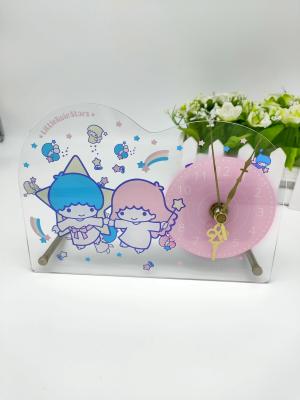 Cina Il chiaro supporto acrilico calcola lo stile di personaggi dei cartoni animati di stampa offset dell'orologio dello scrittorio in vendita