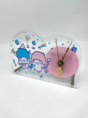 Cina Il chiaro supporto acrilico calcola lo stile di personaggi dei cartoni animati di stampa offset dell'orologio dello scrittorio in vendita