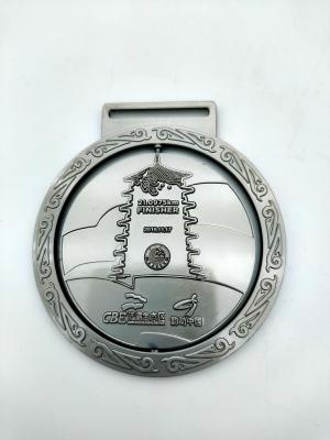 Cina Medaglia in lega di zinco dell'OEM, dimensione su ordinazione delle medaglie 75mm di mezza maratona del nastro in vendita