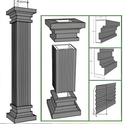 China Building Materials Concrete Roman Pillar Mold With Lines Stripes For Outdoor Column Designs for sale