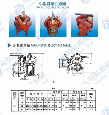 China JIS F7224 small double oil filter; JIS F8220 double oil filter for sale