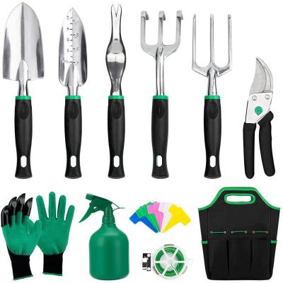 Cina Durable Heavy Duty Tool Set Canvas Bag Combination Kit Aluminum Shovel Garden Scissors with Cloth Bucket in vendita