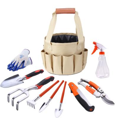 Cina Durable Heavy Duty Tool Set Canvas Bag Combination Kit Aluminum Shovel Garden Scissors with Cloth Bucket in vendita