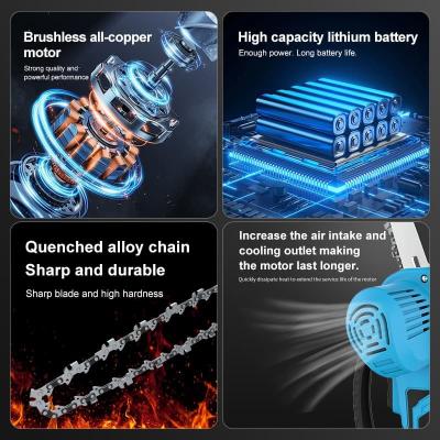 China Cordless Mini Chainsaw 6 Inch, 21V Battery Powered Brushless Motor Handheld High-Speed Electric Saw for Tree Pruning, Wood Cutting - Lightweight & Portable for sale