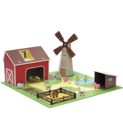 中国 3D は kidkraft の段ボールおもちゃの庭の演劇の家 ENTO003 を壁紙を張ります 販売のため