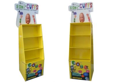 China Amarillo publicidad corrugado cartón Display Stand ENTD005 para comercio minorista en venta
