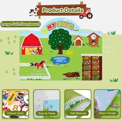 Cina Farm Animals Felt Story Board Set, 3,9 Ft 99 Pcs Preschool Farmhouse Barnyard Tema Flannel Board Storytelling Early Learning in vendita