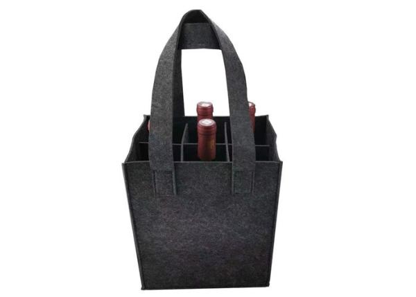 Quality 6 Bottle Felt Fabric Bags Wine Carrier Tote Reusable Grocery Felt Bags For Travel for sale
