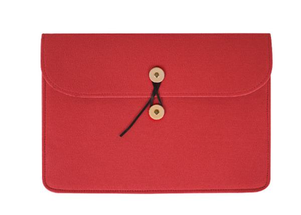Quality Free Sample Red Felt Laptop Sleeve Case Cover Bag With Button Decoration for sale