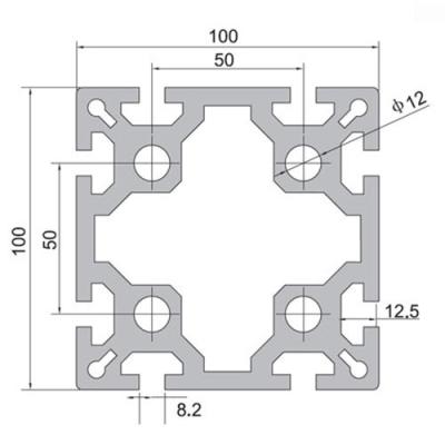 Cina 100 serie 8.2mm hanno espulso profilo di alluminio della scanalatura di T per le particelle elementari in vendita