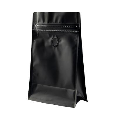 Cina VMPET Matte Black Coffee Pouch Packaging risigillabile con il fondo piatto della valvola in vendita