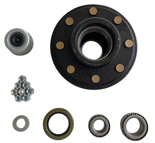 Quality 7000 Lb Trailer Axle Hub Kit 8 On 6 1/2" 7000 Lb Axle Hub Black for sale