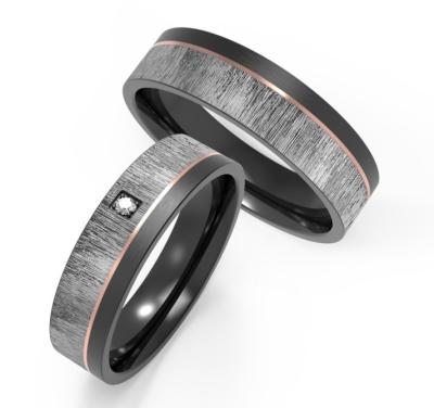 China Black Titanium Jewelry Mens Zircon Wedding Band Customized Without Fading for sale