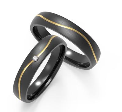 China Customized Black Zirconium Jewelry Couple Rings Water Resistant With Inlays / Setting for sale