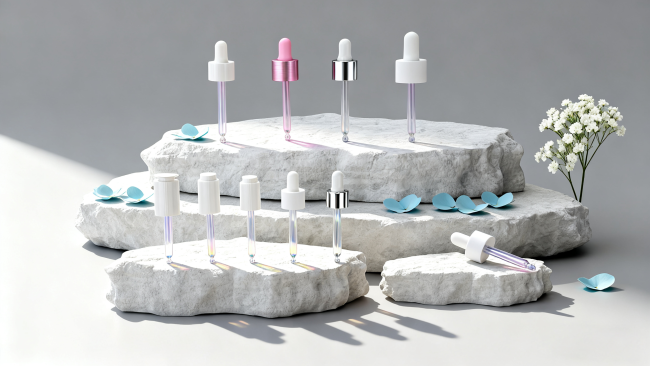 Multiple dropper bottles with different cap options