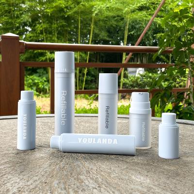 China Eco-friendly PET 15ml 30ml 50ml Refillable Airless Bottle Pet Pump Bottle Recyclable Airless Pump Bottles Cosmetic for sale