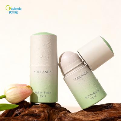 China 75ml Straight Round Plastic Antiperspirant Roller Ball Packaging for Body Care & Sunscreen with Dual-Color Decorative Cap for sale