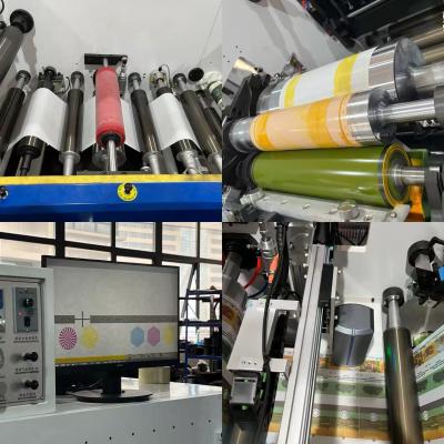 China SR-350 Adhesive Sticker Flexo Label Printing Machine 6 Colors Paper Roll to Roll Die Cutting Flexographic Label Making Machine for sale
