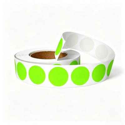China 1x1 Inch Round Fluorescent Green Adhesive Labels Dot Stickers for sale