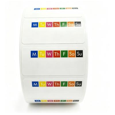 China Weekday Color Coded Thermal Adhesive Labels Stickers for sale