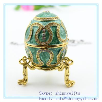 China Cheap Easter Gifts/Popular luxury Faberge Egg /metal jewelry box/pewter trinket box for sale