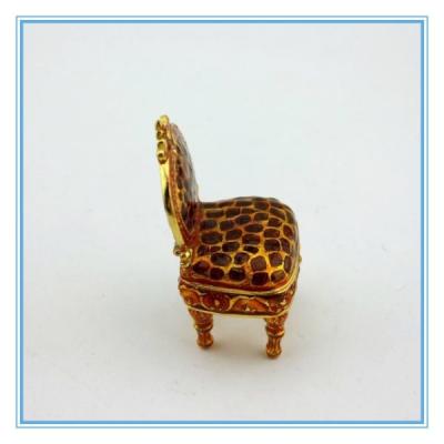 China Enamel metal trinket box with chair shape for sale