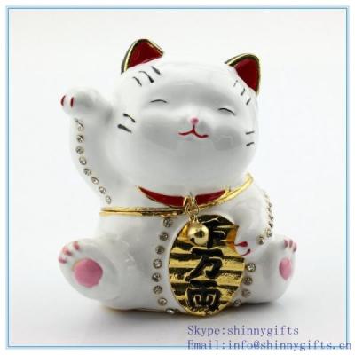 China White japanese lucky cat ring holder on sale SCJ789 for sale