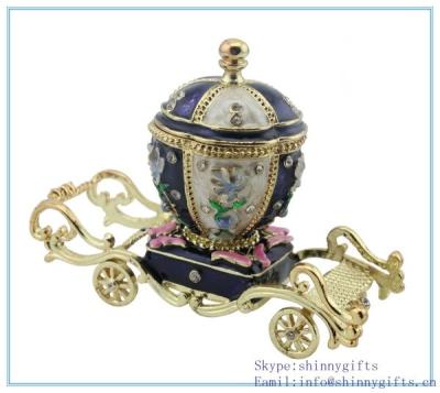 China Collectible Red Carriage Trinket Jewelry Box Bejeweled - Butterfly & Flowers free shipping for sale