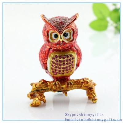 China Alloy metal owl shape with rhinestone for owl jewelry box SCJ621-2 for sale