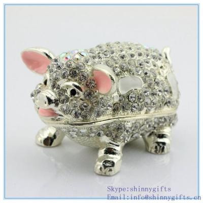 China Pig boar bejeweled shape small jewelry gift boxes for sale SCJ732 for sale