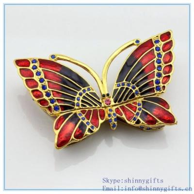 China Enamel trinket box with butterfly shape custom jewelry boxes SCJ780 for sale