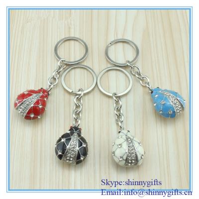 China Shinny Gifts Enamel handmade ladybug shape metal key chain for sale