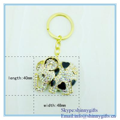 China Metal rhinestone crystal elephant shape key chain for sale