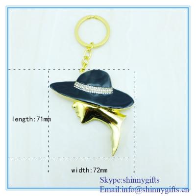 China Shinny gifts enamel lady hat shape key chain for sale