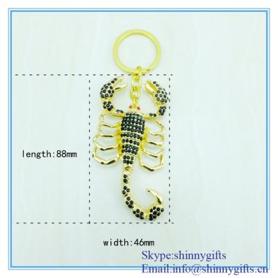 China Enamel centipede shape crystal rhinestone keychain for sale