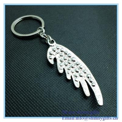 China Rhinestone angel wings shape metal Key Chain for sale