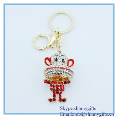 China Shinny gifts diamond monkey shape metal key chain for sale