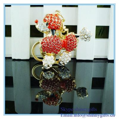 China Crystal poodle metal keychain -- red--blue--purple for sale